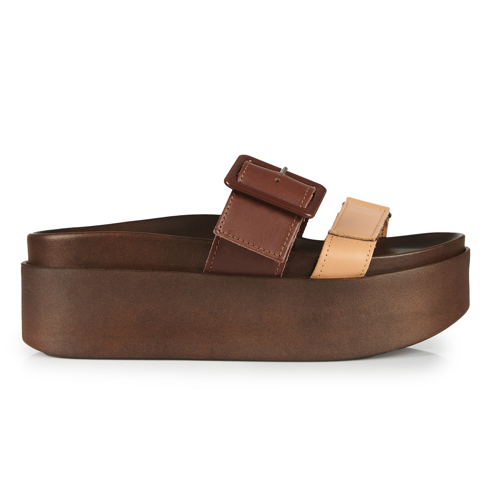 Wedge sandals Double band color