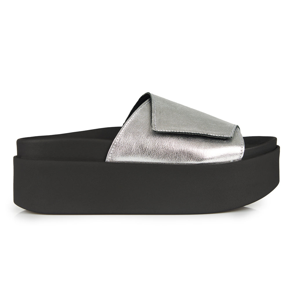 Silver wedge sandals