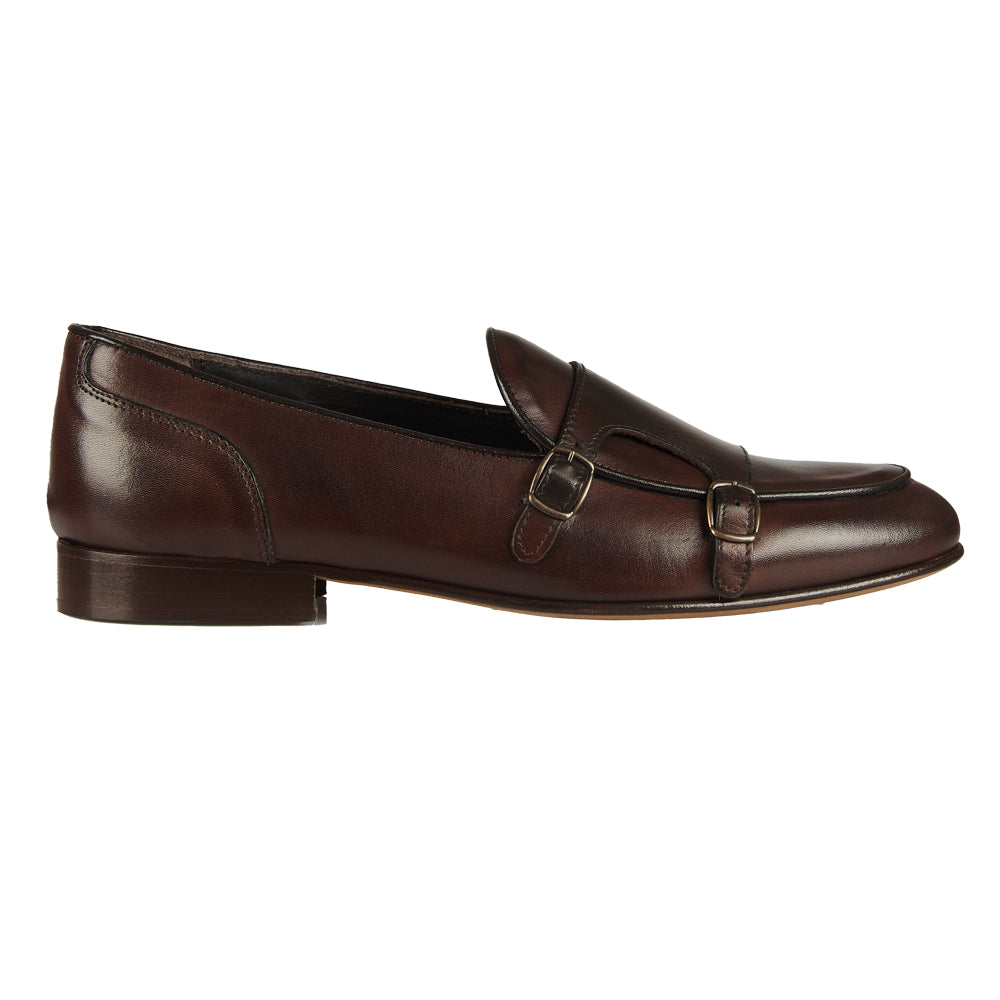 Brown monk strap moccasin